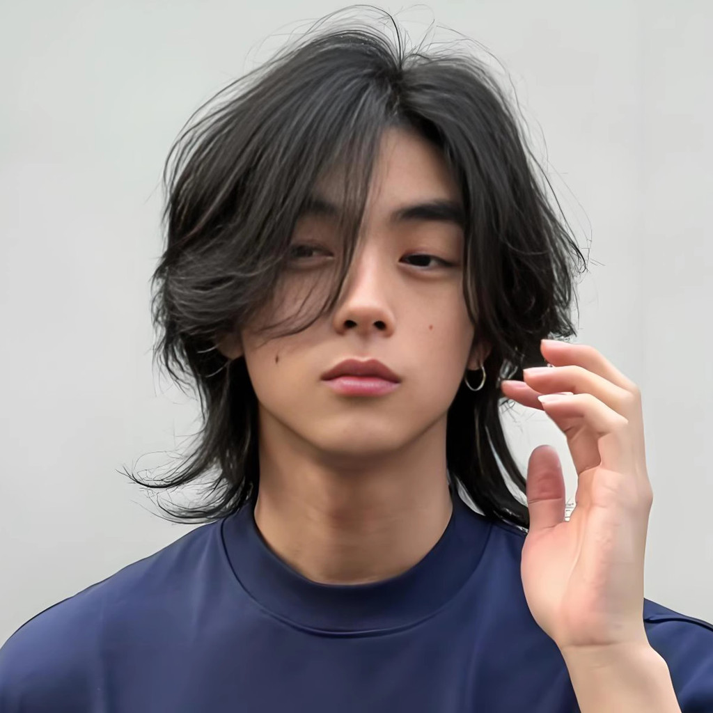 Sunshine Cool Boy Fake Long Hair Full Wig Daily Realistic Bangs Wolf ...