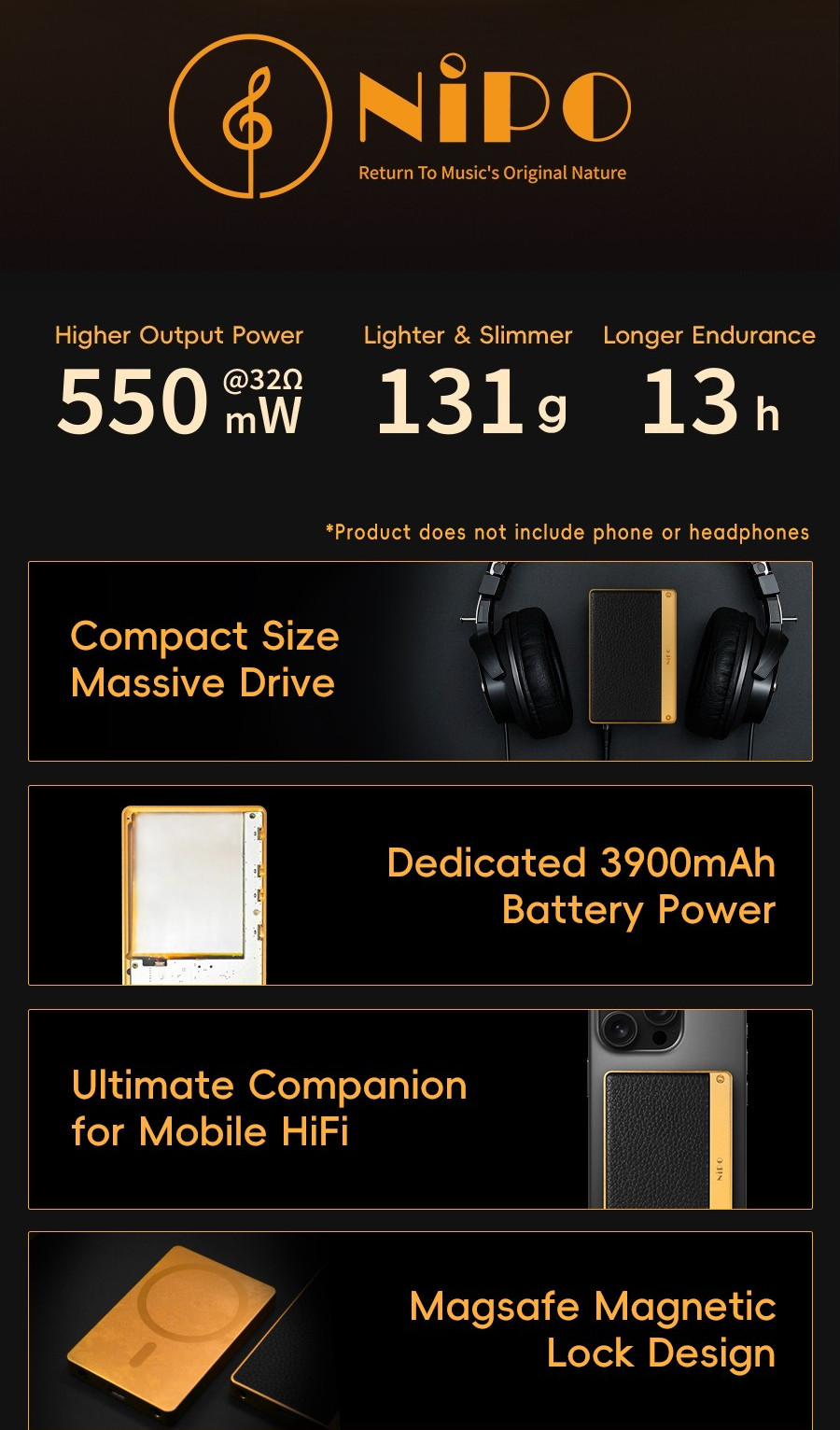 NiPO A100, Portable DAC and Amplifier: Nano-etched aluminum chassis ...