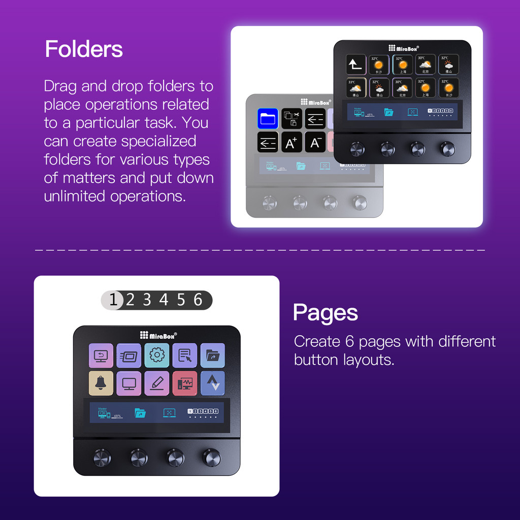 MBox N4 Stream Deck With Knob Mirabox StreamDeck LCD Button Live ...