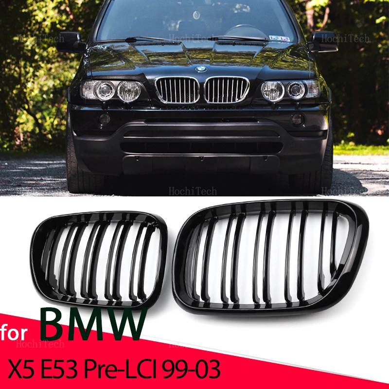 Black New Look Car Grille Grill Front Kidney Glossy 2 Line Double Slat ...