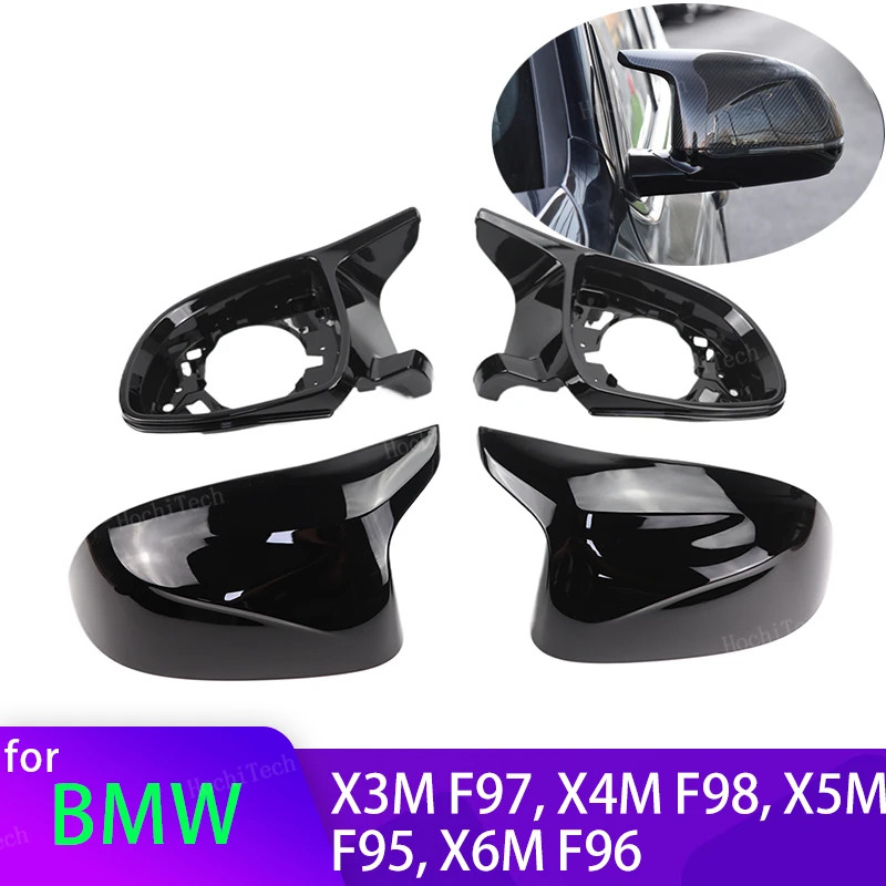 4pcs Carbon Fiber Look Black Side Mirror Cover Replacement for BMW X3M ...