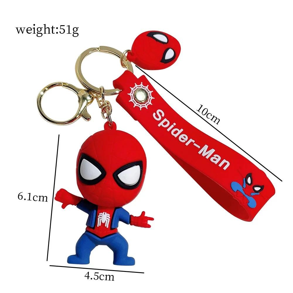 Marvel Spiderman Keychains Cartoon Spiderman Doll Keyrings Anime Figure ...