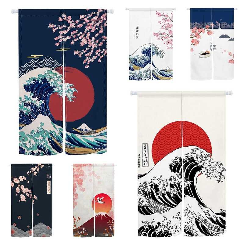 Japanese Wave Red Sun Door Curtain Noren Kitchen Dining Room Living ...