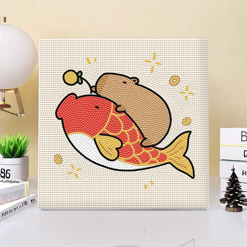 DIY Cartoon Diamond Painting Kit with Frame Kids Craft Capybara ...