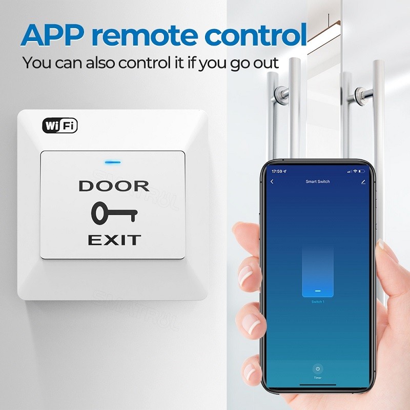 Tuya WIFI RF433 Door Exit Button Switch Smart Access Control WIFI Door Control Switch RF433 ...