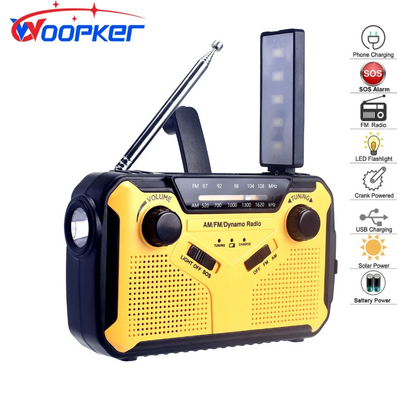 Emergency Radios Output 5V/2A AM/ FM Radio Solar Hand Crank USB ...