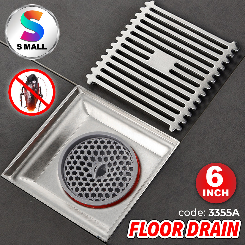 (3355A / 3355AH) BATHROOM 6" INCH STAINLESS STEEL SQUARE FENCED FLOOR ...