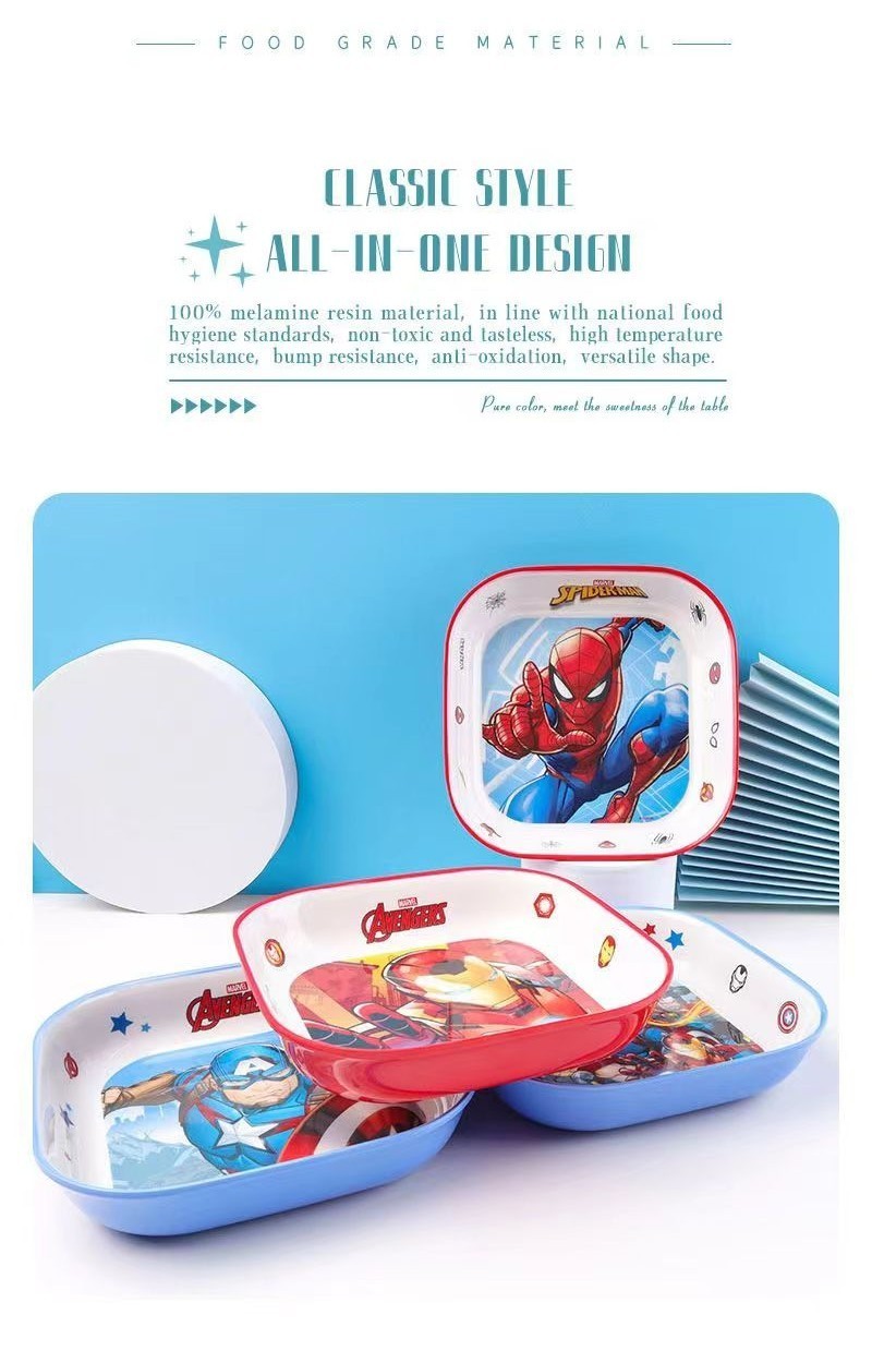 Disney Marvel Spider-Man Square Plate and Utensils Set for Children ...