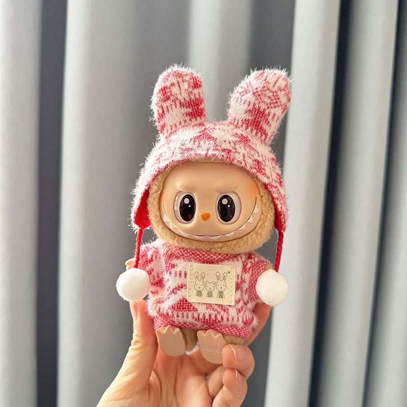 17cm Labubu Clothes Labubu Doll Sitting Party Jacquard Shirt Two-Piece ...