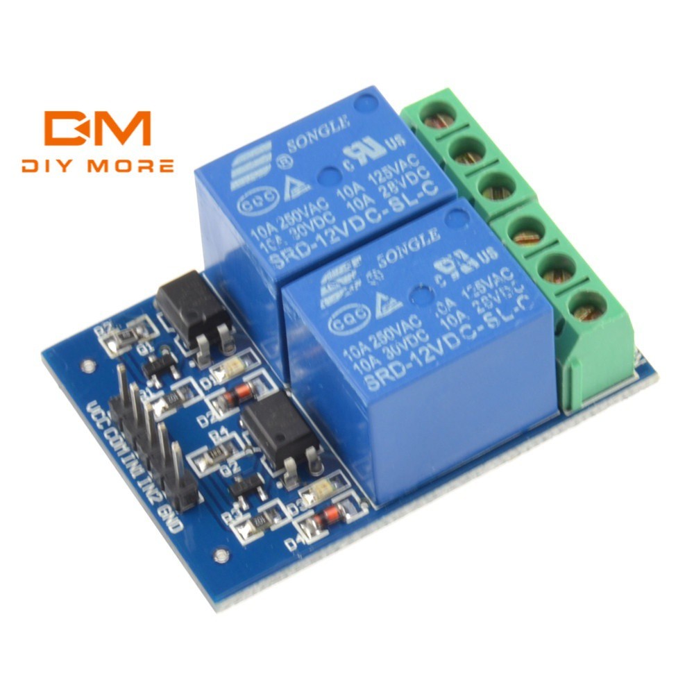 in stock DIYMORE 12V 10A 2 Channel Relay Module With optocoupler For PIC AVR DSP ARM for Arduino ...