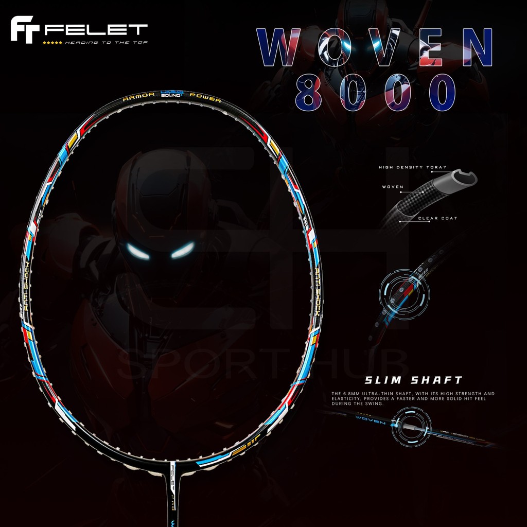 FELET WOVEN 8000 4U 82gram 3U 86gram Badminton Racket 100% Original by ...