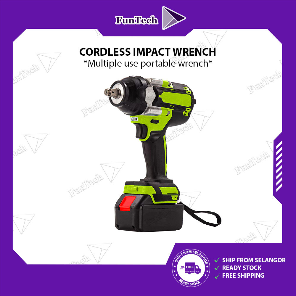FunTech 800Nm Electric Cordless Impact Wrench Heavy Duty Brushless High ...