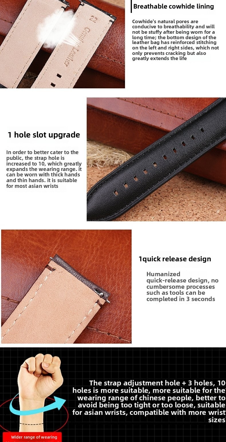 FOSSIL 20mm 22mm 24mm Gen 5/6 Smart Watch Leather Strap - Quick Release ...