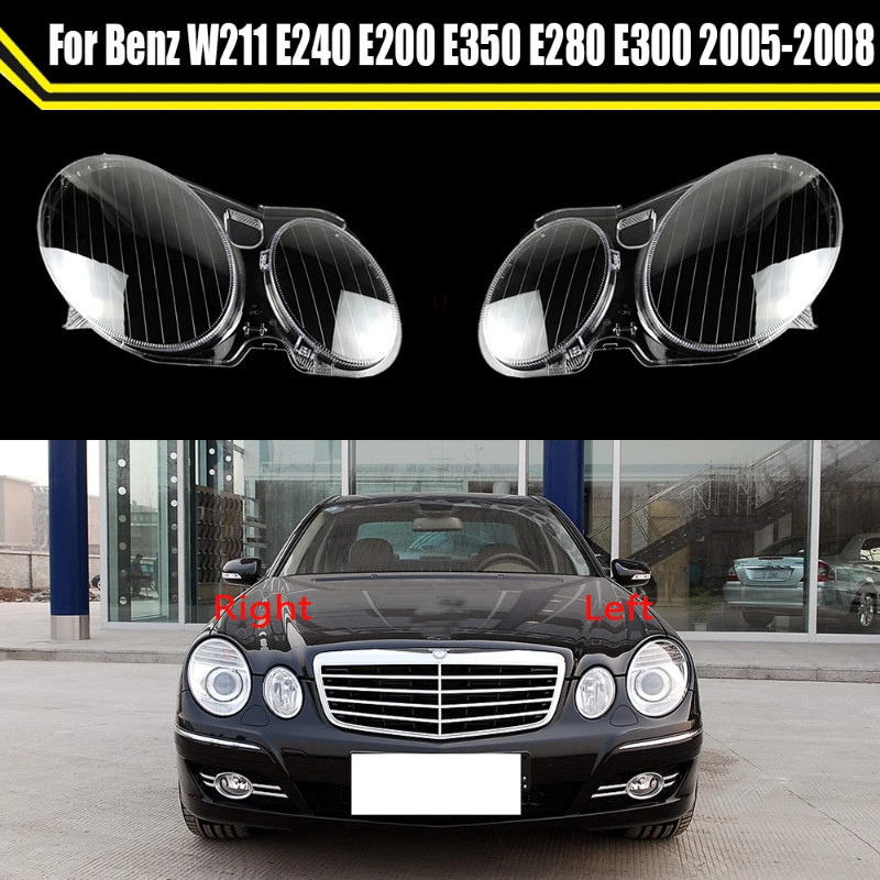 Car Front Glass Headlight Cover Auto Lens Caps Shell Lampshade For Mercedes-Benz E Class W211 ...