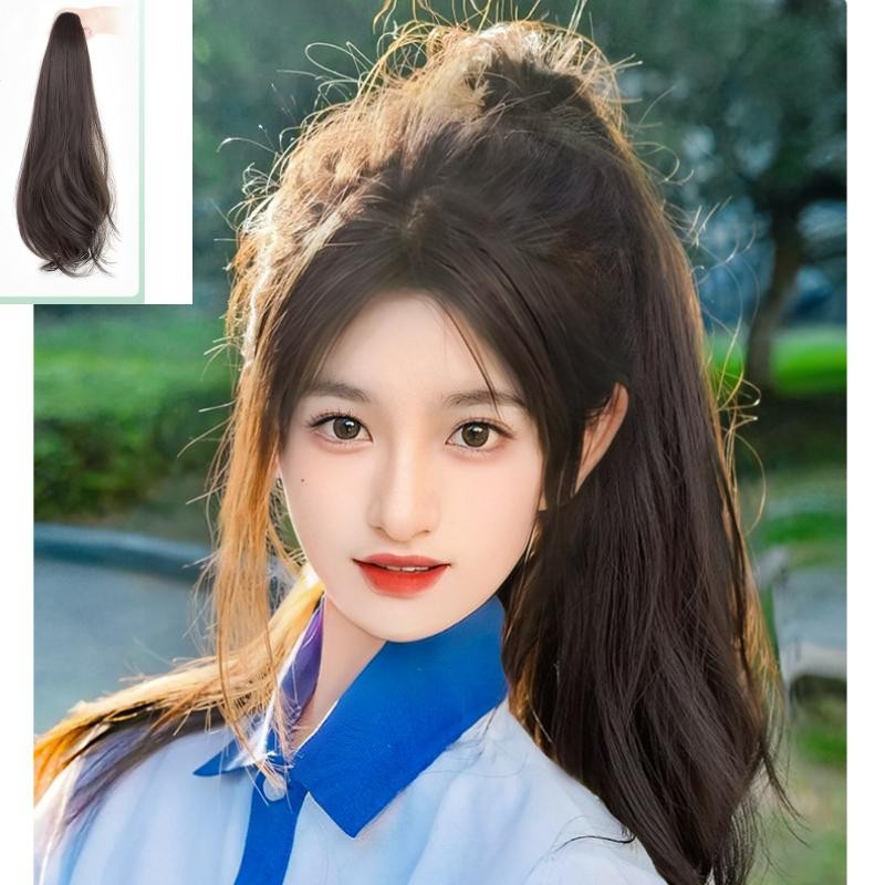 Vogue 40cm Long Hair Extension Wigs Half-tied Ponytail Wig Hair with 4 ...