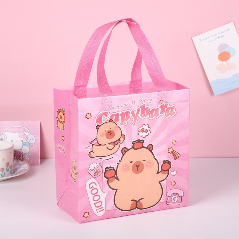 Capybara Cartoon Paper Bags Hand-held Non Woven Bags Rectangular Gift ...