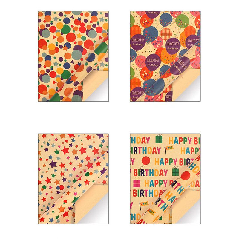 [Roll Packaging] Happy Birthday Gifts Wrapping Paper Kraft Paper ...