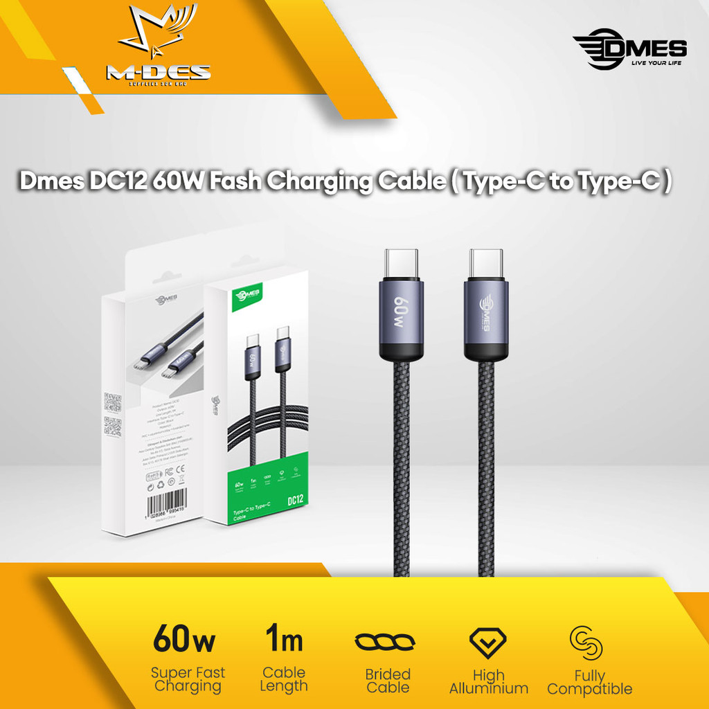 Dmes DC12 60W Fash Charging Cable Aluminum Alloy Type C To Type C Cable For IP 16 Pro Max ...