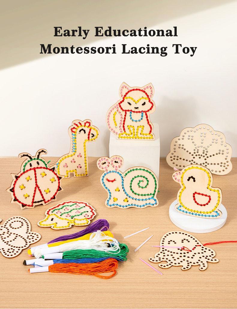 Fine Motor Skill Lacing Wooden Toys Montessori Sensory Toys Sewing ...