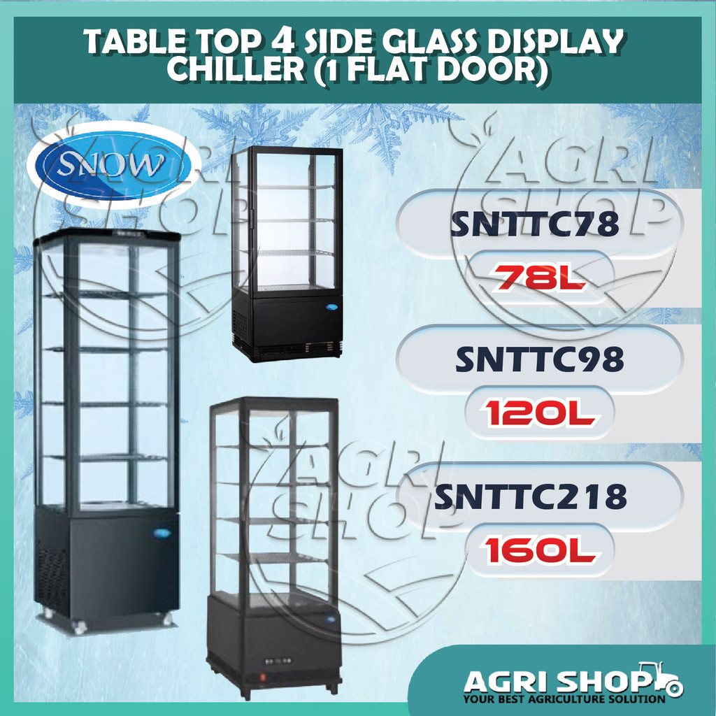 Agrishop SNOW Table Top 4 Side Glass Display Chiller(1 Flat Door ...