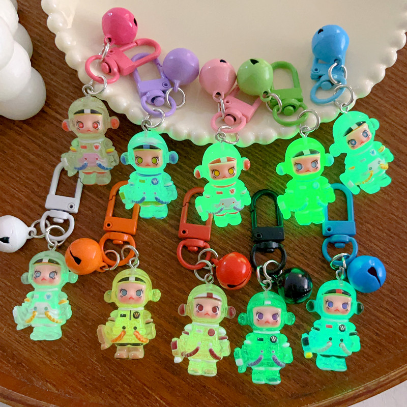 Cartoon Space Molly Bells Luminous Keychain - Astronaut Doll Resin Keyring - Kawaii Bag Car Key ...