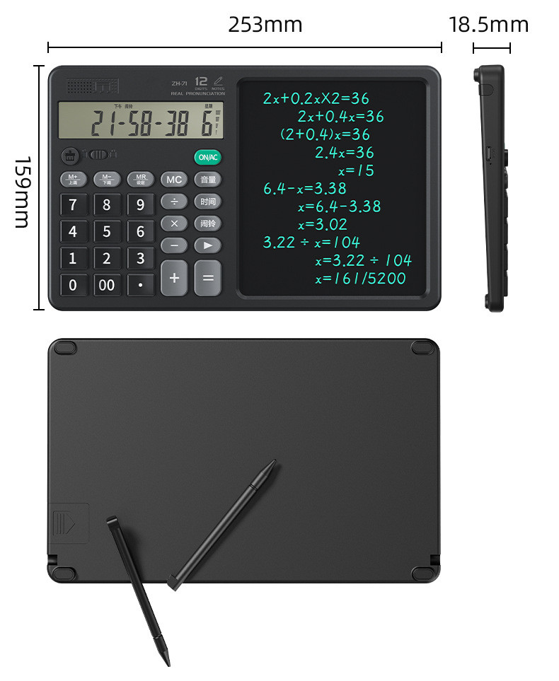 Multi Functional Handwriting Board Calculator 12Digit LCD Large Display ...
