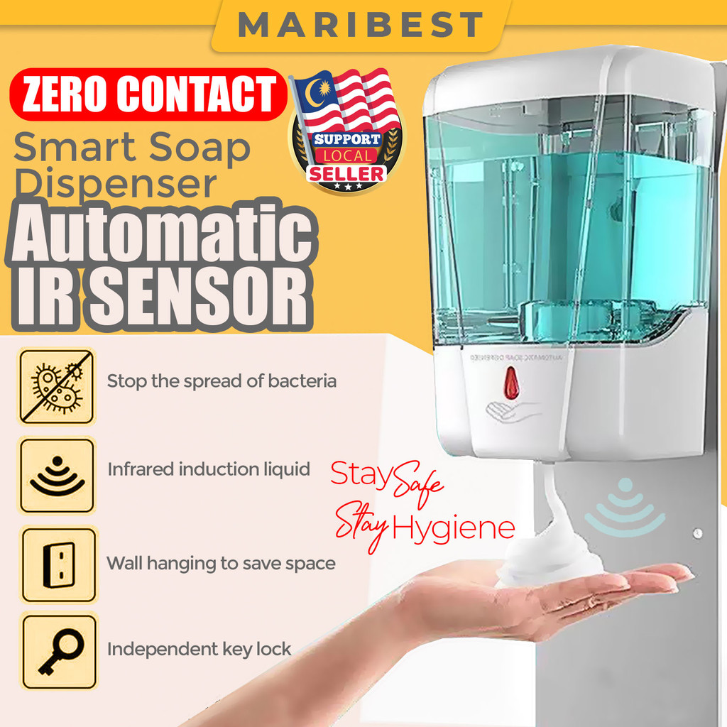 Automatic Soap Dispenser 700ml Liquid Auto Touchless Wall Mounted Smart ...