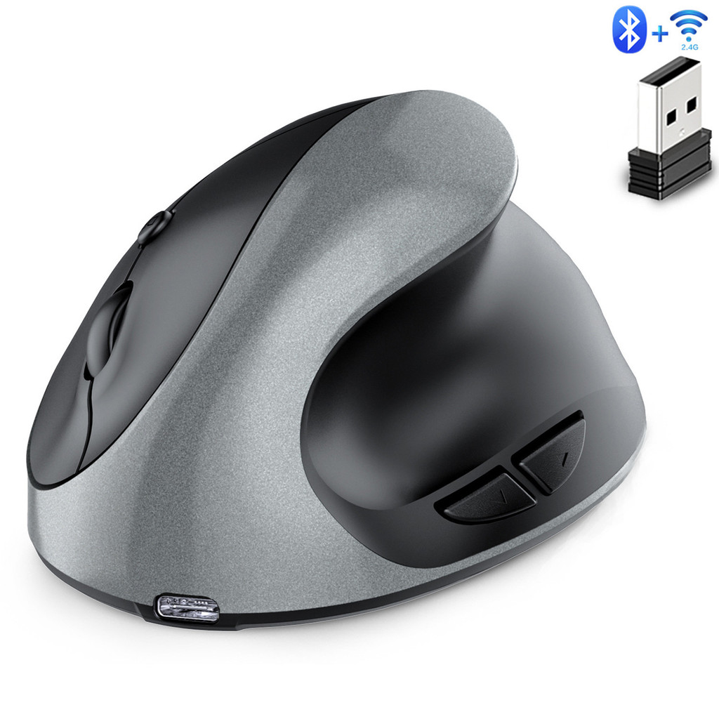 USB Receiver+Bluetooth Dual Wireless Mode MUTE Ergonomic Vertical ...