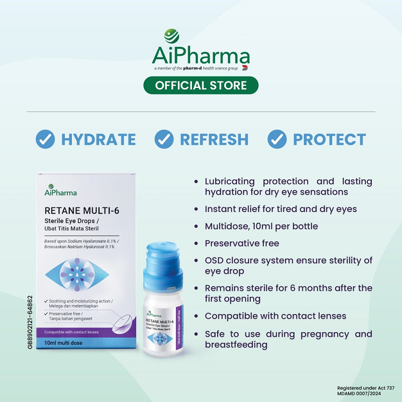 Retane Sterile Multi-6 Eye Drop Preservative Free (10mL) - Melega dan ...