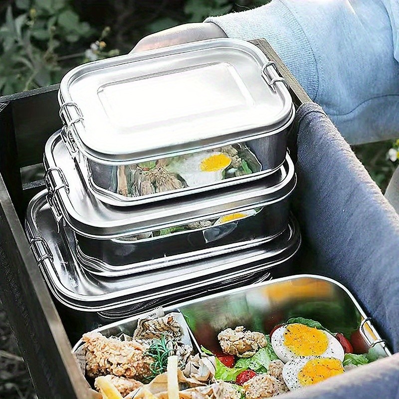 Simple and Stylish 304 Stainless Steel Student Lunch Box, Double Buckle ...