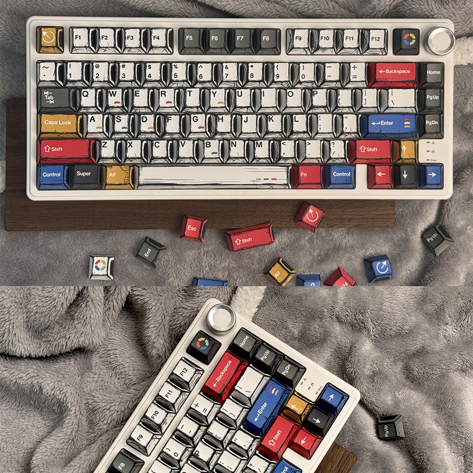 Amerteer 136 keys comic color keycap set Cherry Profile PBT for MX Switches Mechanical keyboard ...