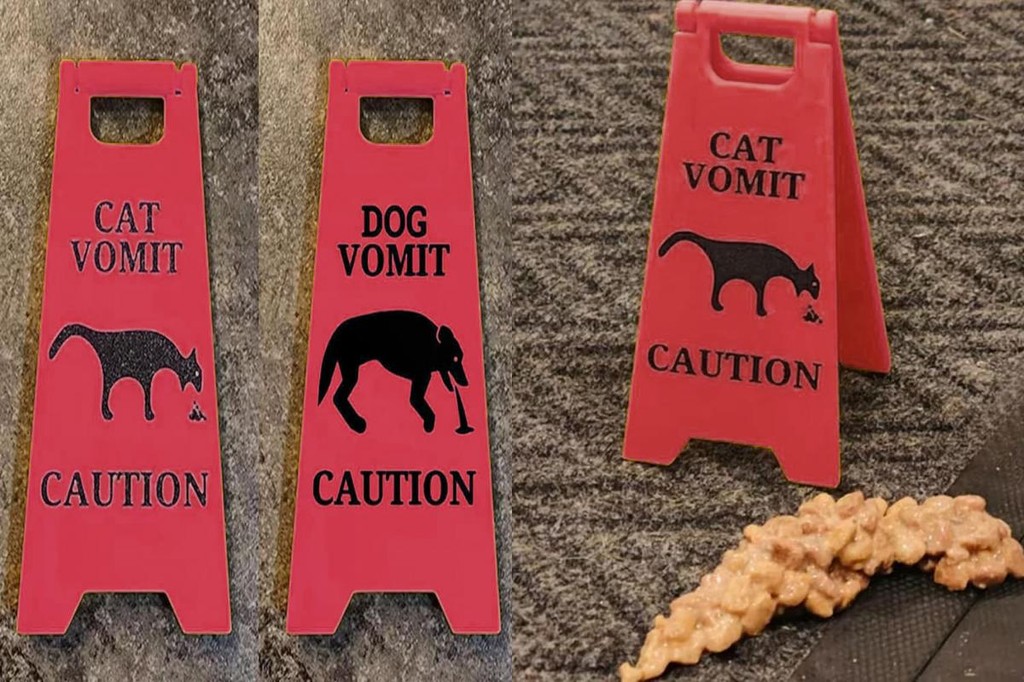 [SE] Pet Vomit Sign Vomiting Cat Silhouette Cat Vomit Warning Sign ...