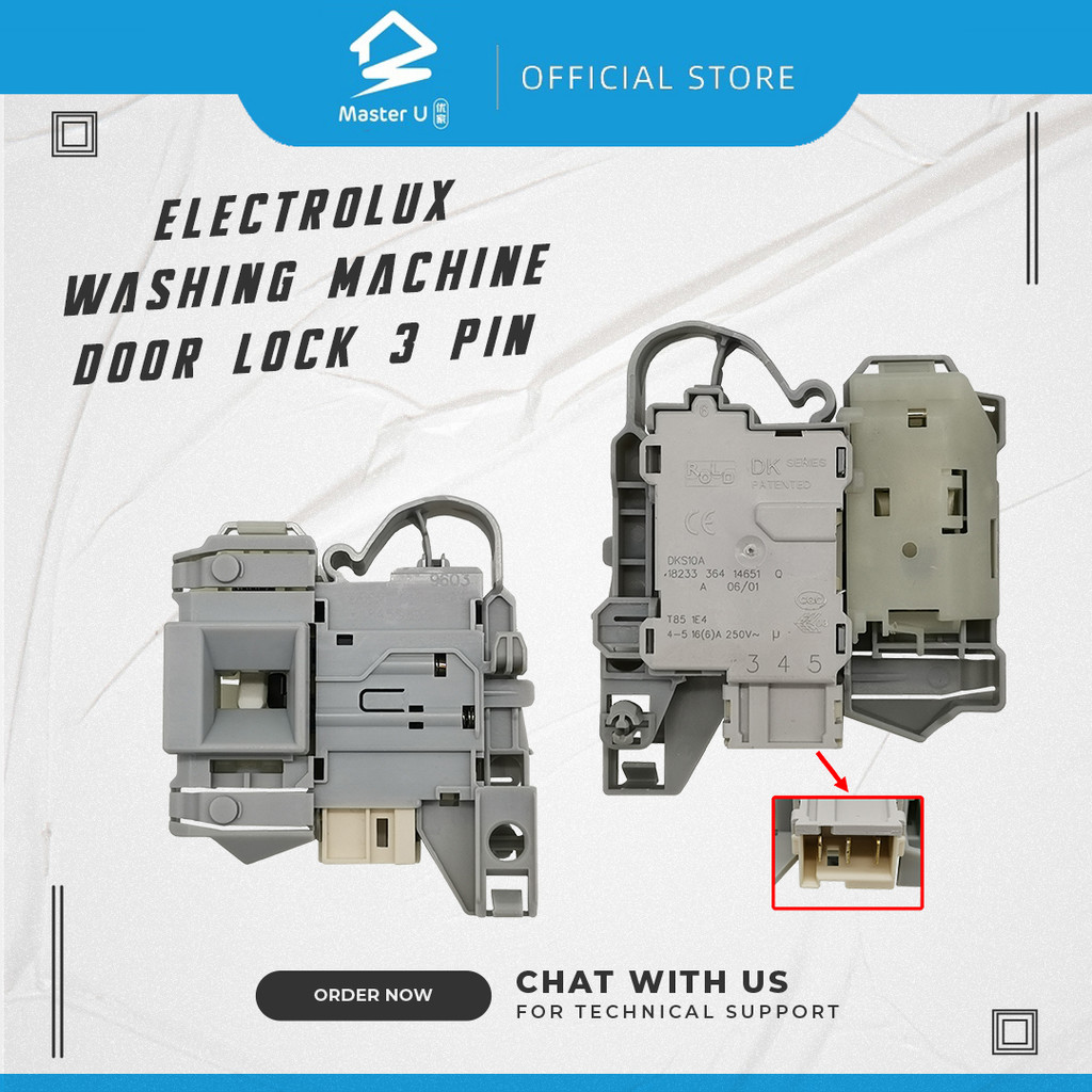 ELECTROLUX WASHING MACHINE DOOR LOCK 3 PIN 02615802/804 -EWF12933 ...