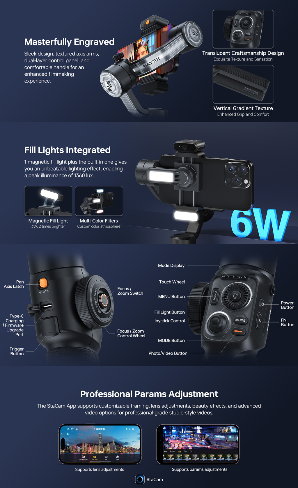 ZHIYUN Smooth 5S AI Pro Gimbal Stabilizer for Smartphone 3-Axis Phone ...