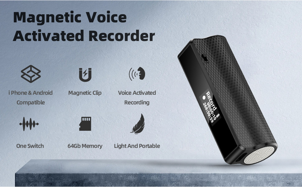 Voice Recorder spy Digital audio recording Pro LED Screeen Magnetic ...