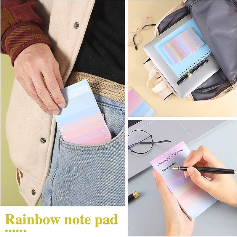 Multicolor To Do List Sticky Notes Self-Adhesive Lined Memo Pads ...