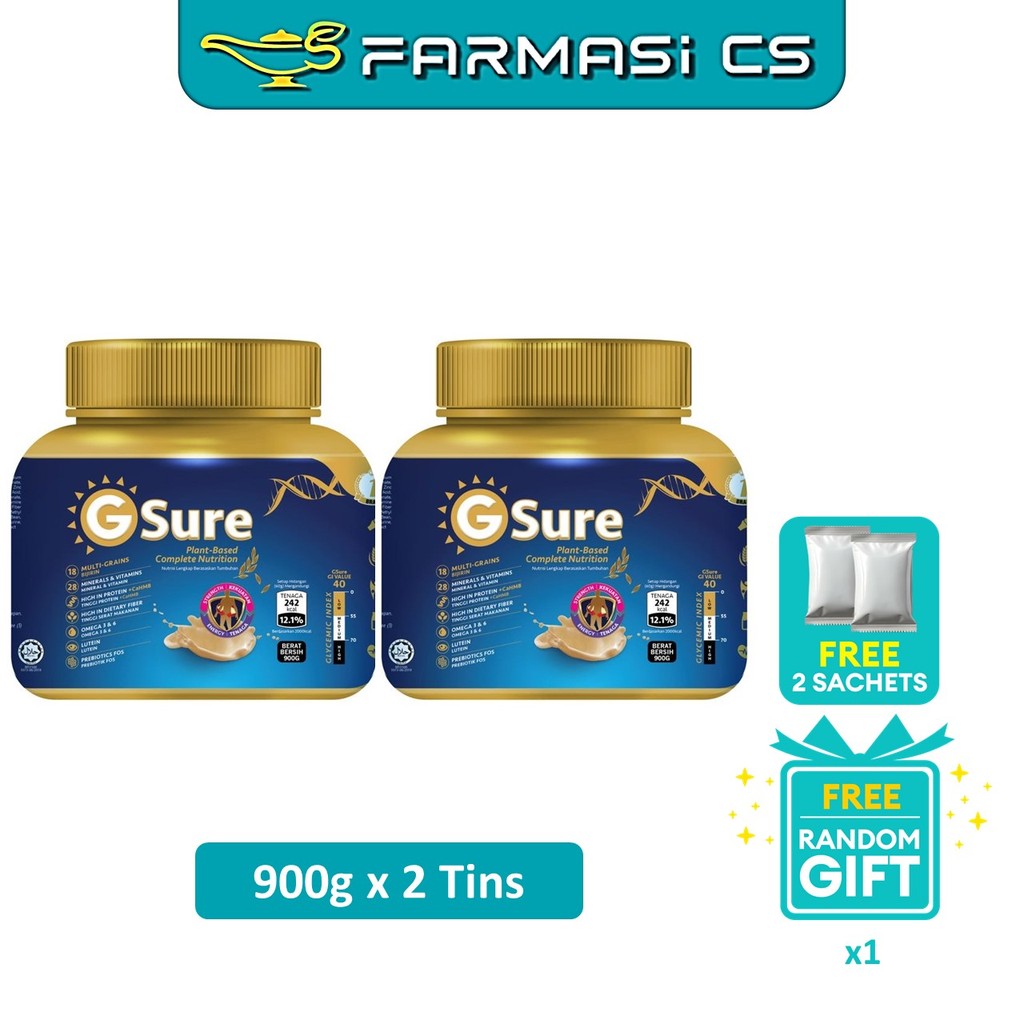 Good Morning Gsure 900g x 2 Tins EXP:12/2025 FREE 1 Random Gift + 2 Random Sachets [ Halal G ...