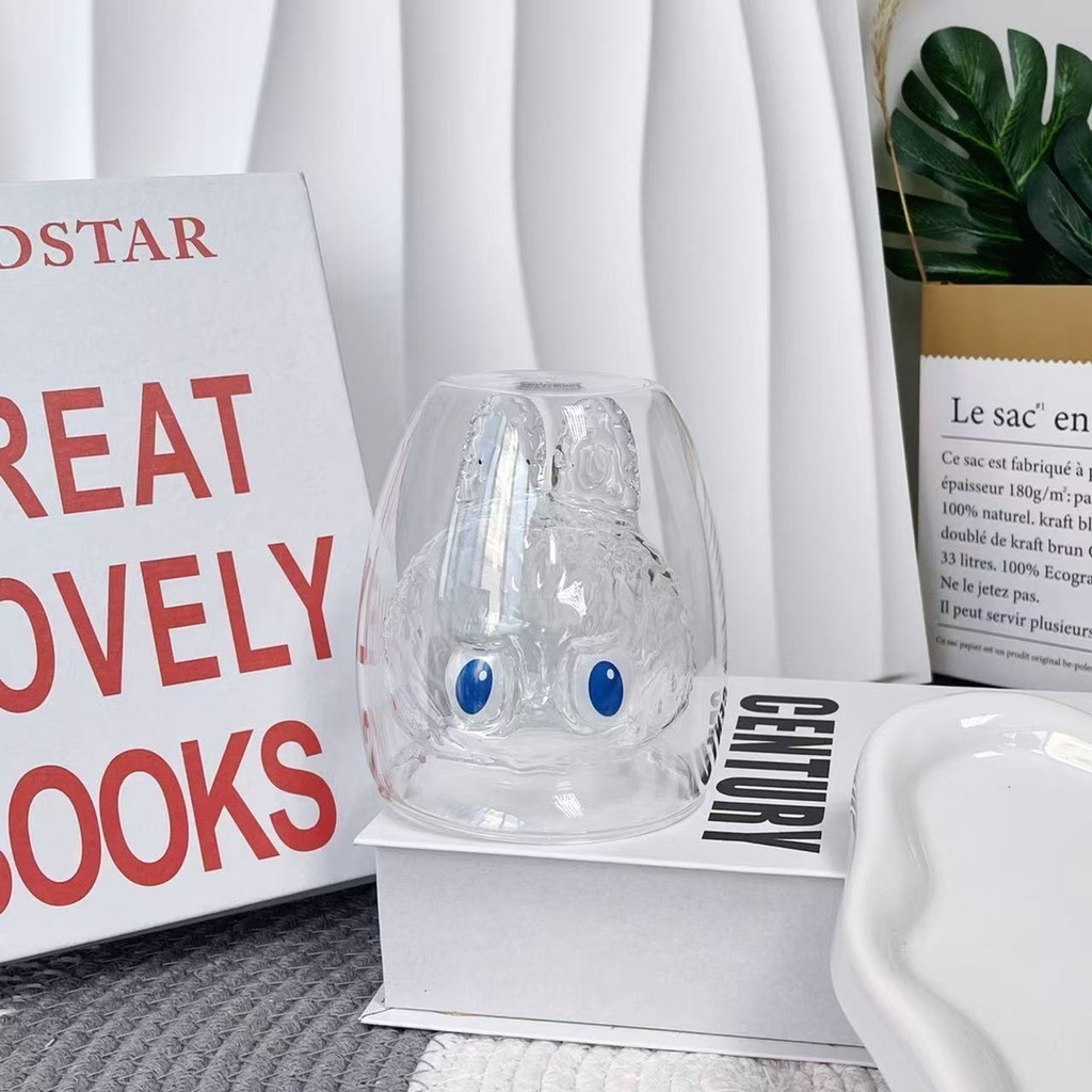 260ml Pop Mart Cup THE MONSTERS Double Layer Glass Cup Cute Labu Bu ...