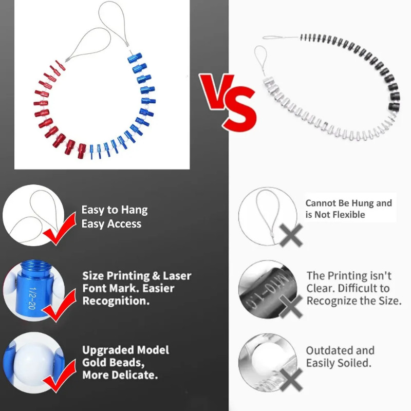 Nut & Bolt Thread Checker 26 Male/Female Thread Identifier Gauges Inch ...