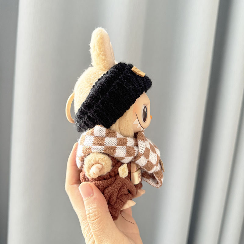 Labubu Clothes Have A Seat Red Plaid Scarf Hat for Labubu V2 V1 ...