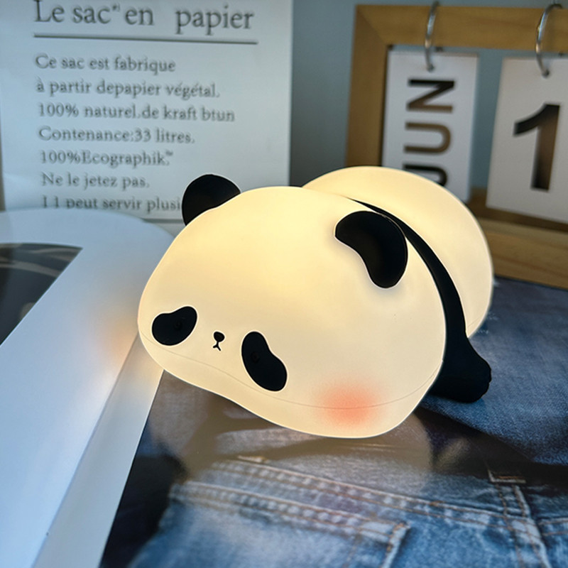 Cute Panda Night Light Cartoon Creative Sleeping Pandas Bedroom Lamp ...