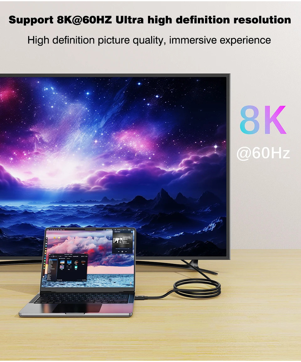 UGOURD 2m Thunderbolt 4 coaxial cable USB4 type c to type c 40Gbps PD 100W Fast charging Cable ...