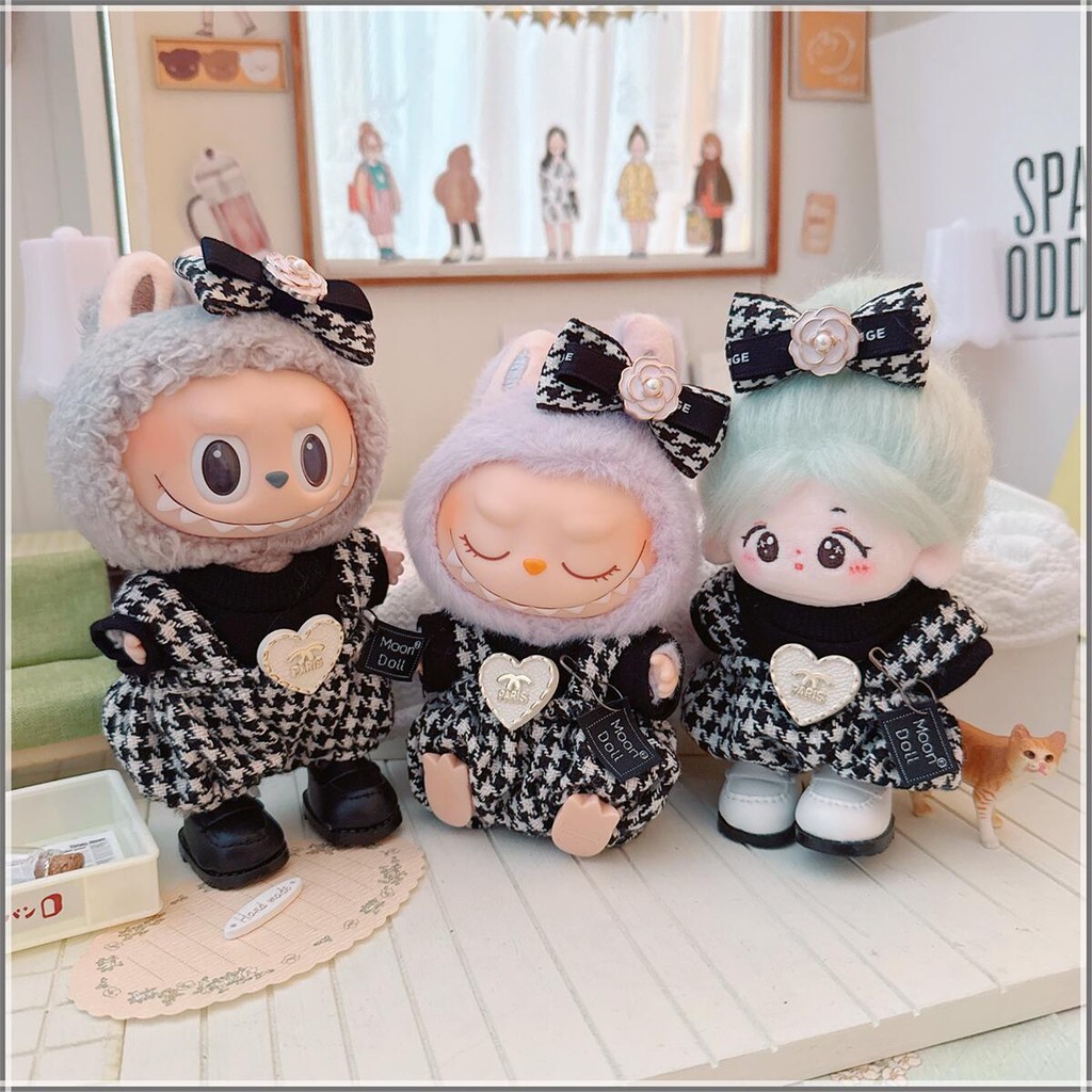 10cm/17cm Doll Labubu Clothes Labubu Doll Black Fragrance Three-Piece ...
