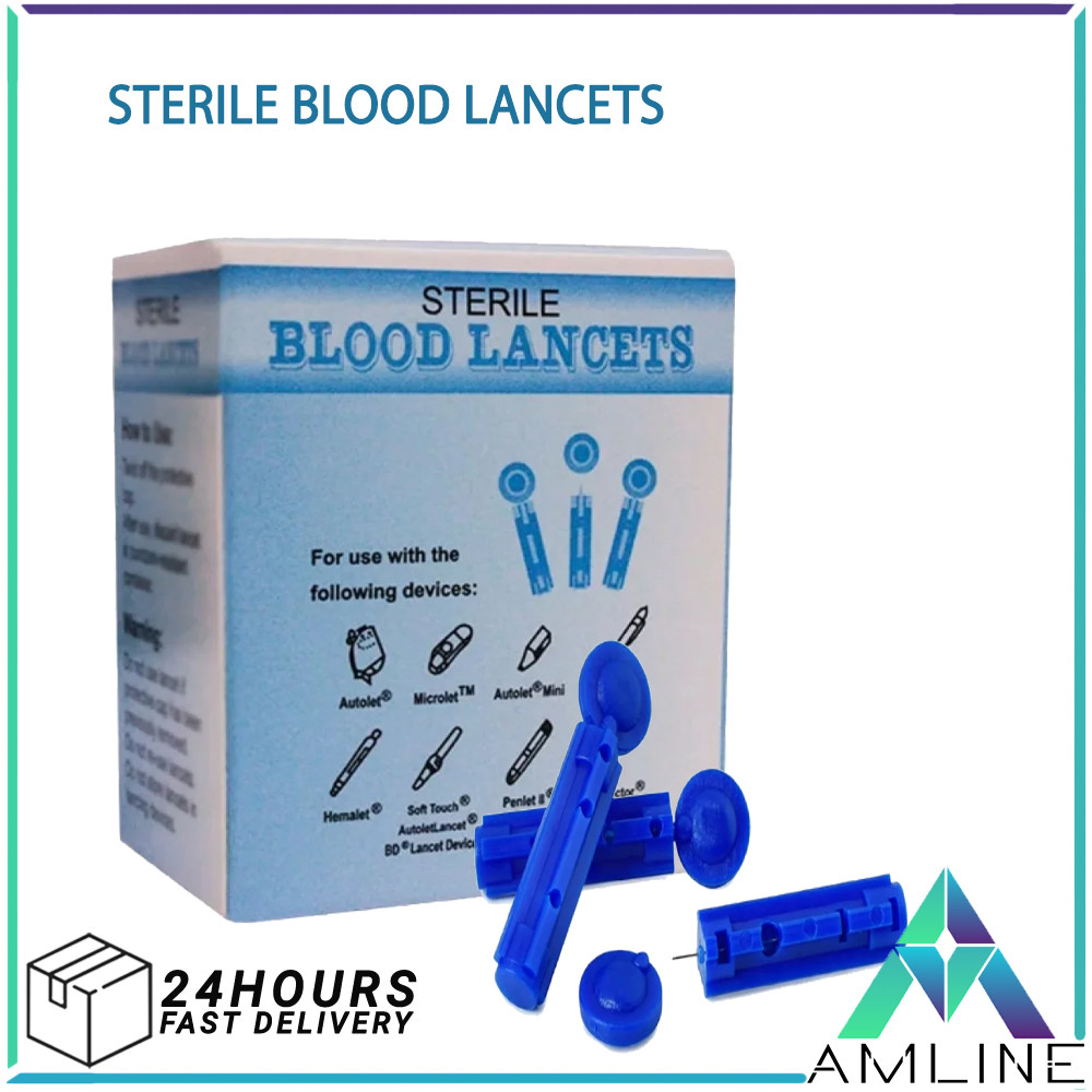 Blood Lancet Round 100pcs/box Single-use Sterile Tips Lancets Jarum ...