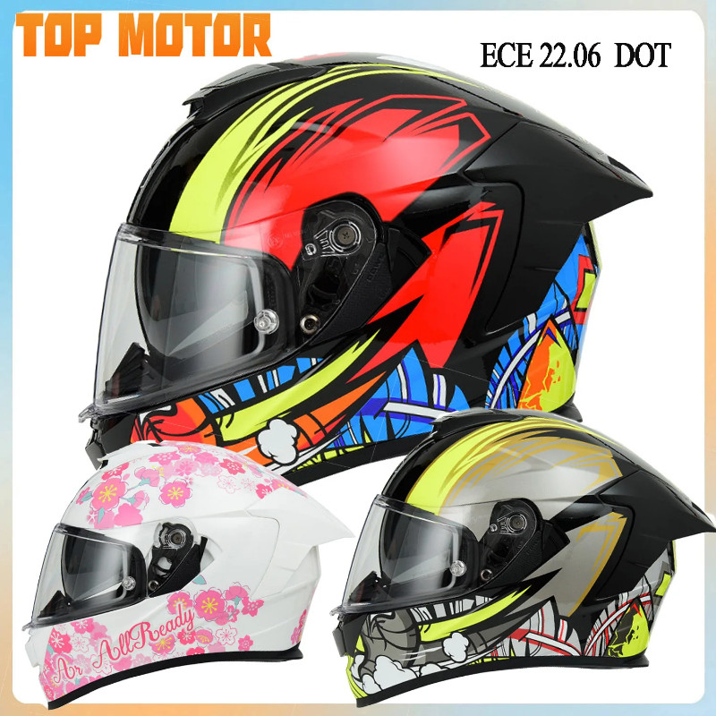 AR Motorcycle Helmet Double Lens Full Face Capacete Motocross Casco ...