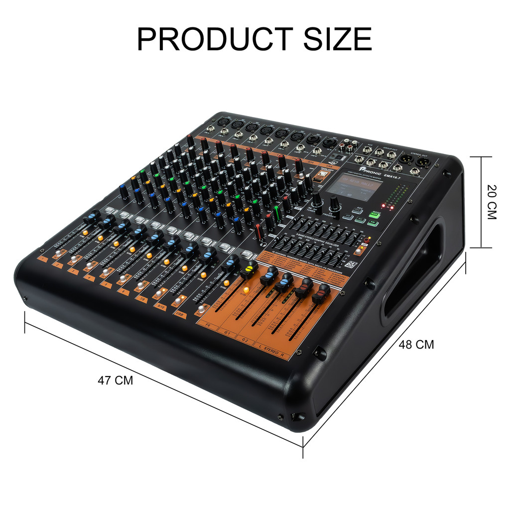 PRONIC 10 Channel Power Mixer 750W x4 with Bluetooth & Subwoofer Output ...
