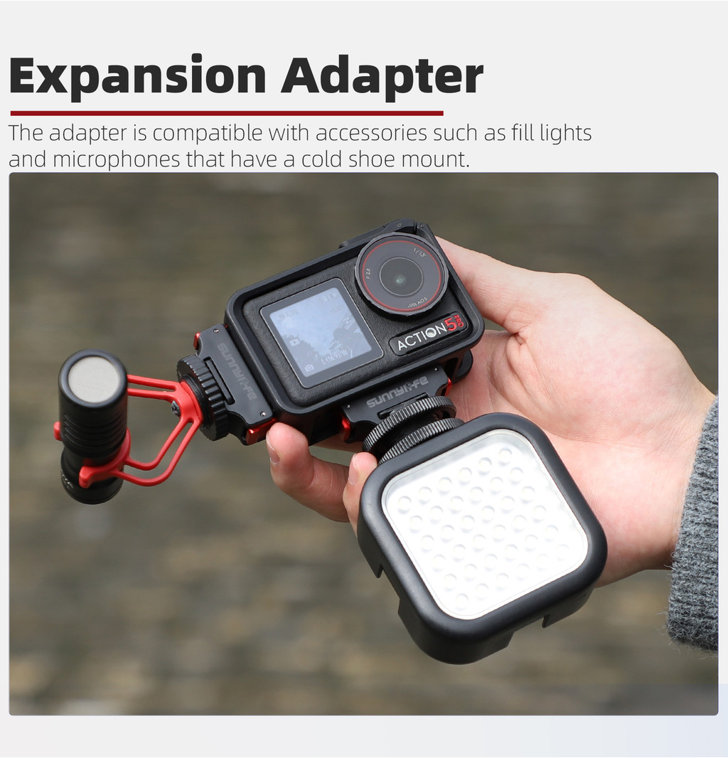 Sunnylife Magnetic Cold Shoe Expansion Kit for DJI OSMO Action 5 Pro ...