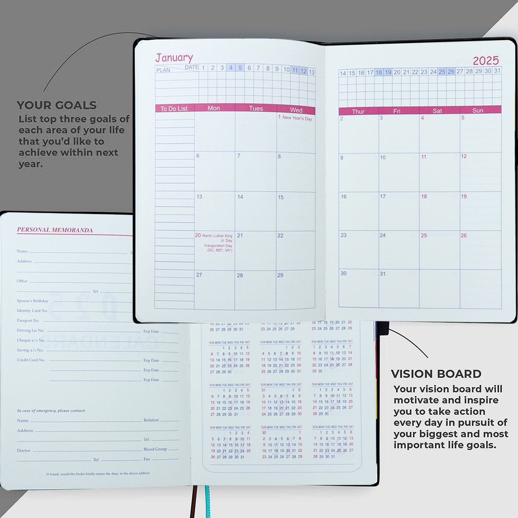 2025 Notepad Notebook High Quality PU Leather Monthly Weekly Daily ...