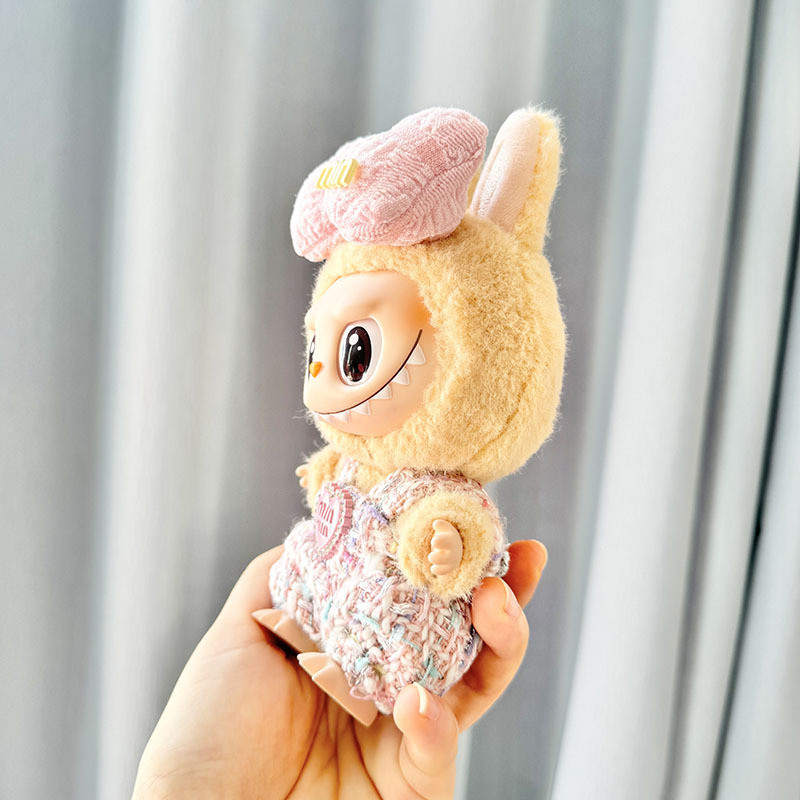 Labubu Version 2 Clothes Set Pink Plaid Jumpsuit for Labubu Have A Seat ...