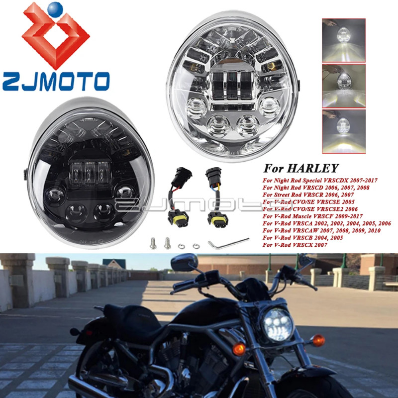 DC 10-32V 65W Motorcycle LED Headlight Assembly Hi/Lo Beam Headlamp For ...